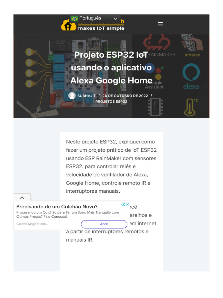 Projeto ESP32 IoT Usando o Aplicativo Alexa Google Home - 2024 | PDF | Placa de circuito ...