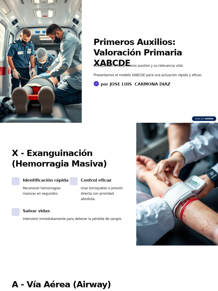 Primeros Auxilios Valoracion Primaria XABCDE | PDF | Primeros auxilios | Enfermedades y ...