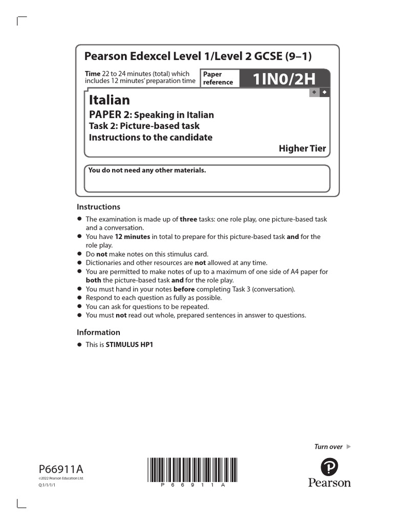Italian GCSE Speaking Exam Guide | PDF | Student Assessment And ...