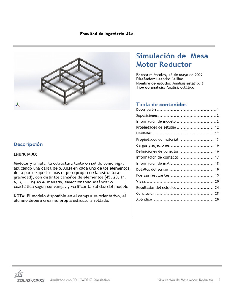Ejercicio 6 - Mesa Motor Reductor_modelo | PDF