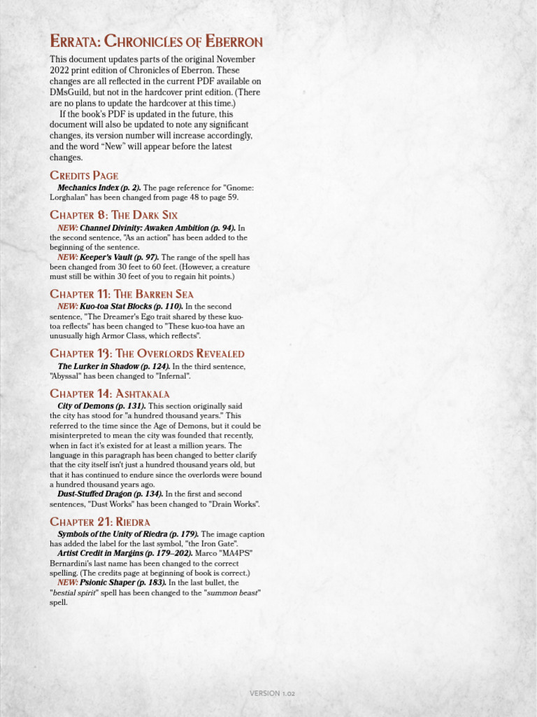 2255601-Errata - Chronicles of Eberron 1.02 | PDF | Dungeons & Dragons