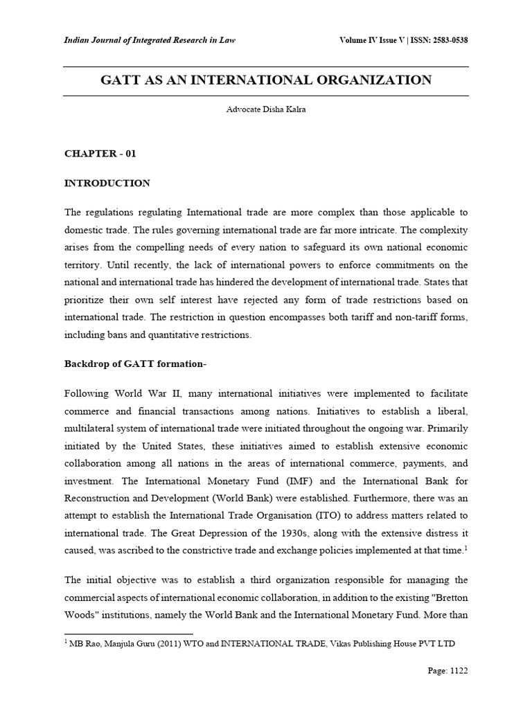 GATT: Formation and Impact on Trade | PDF | Most Favoured Nation ...