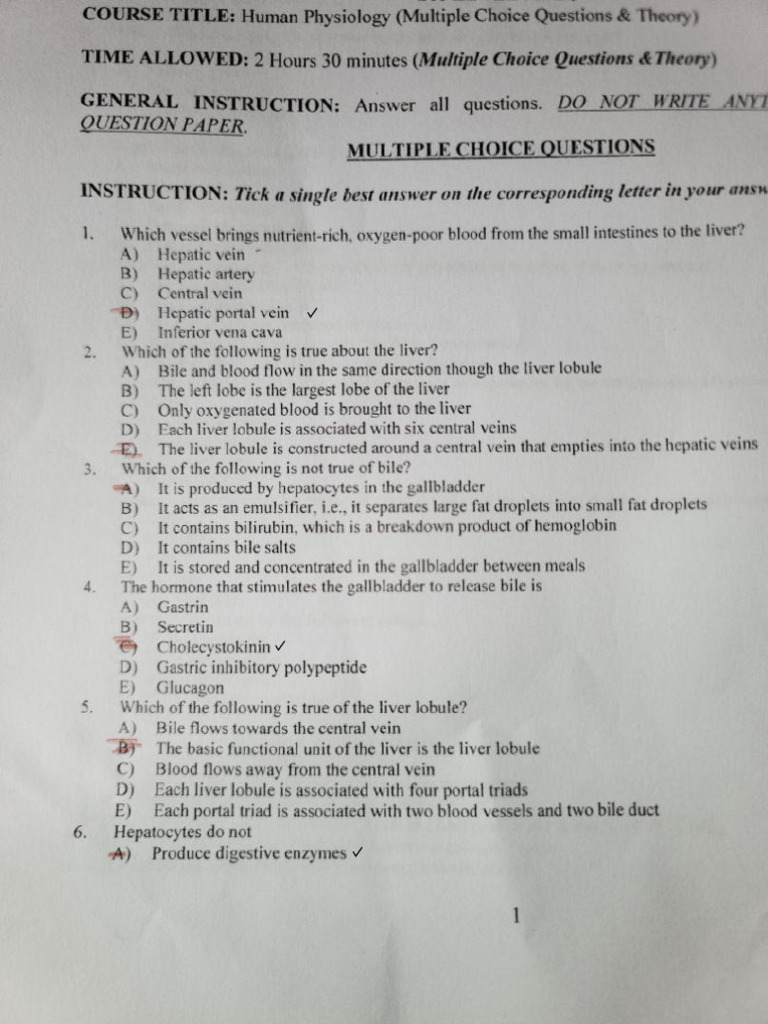 Physiology m4 Answers | PDF