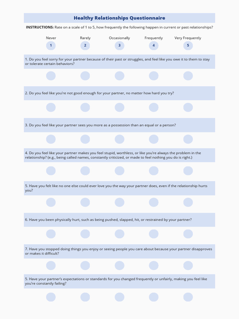 Relationships Questionnaire | PDF