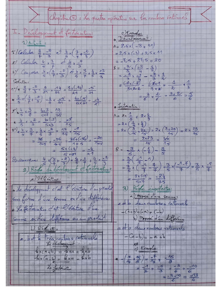 Les Quatres Opérations Sur Les Nombres Rationnels2 | PDF