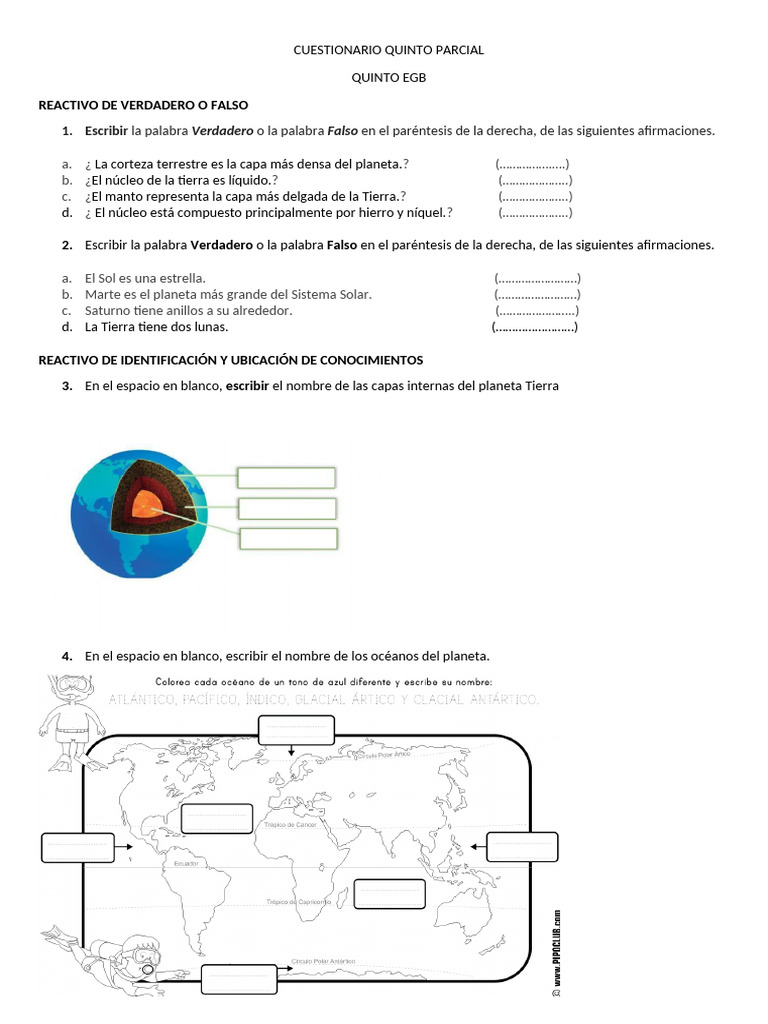 Cuestionario Quinto Parcial | PDF | Tierra | Volcán