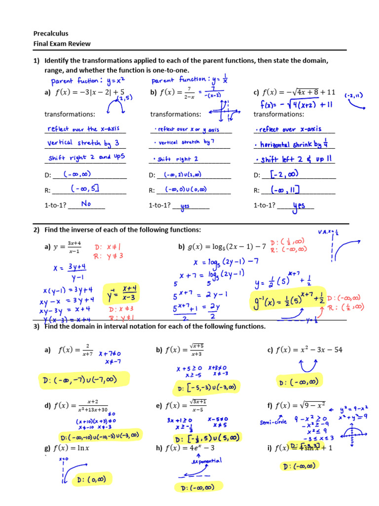 5 Final Exam Review KEY | PDF | Mathematical Objects | Mathematical ...