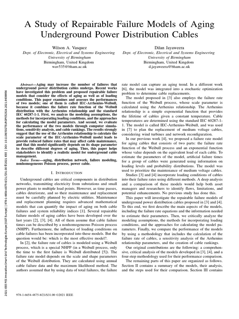 Aging Models for Underground Cables | PDF | Sensitivity Analysis ...