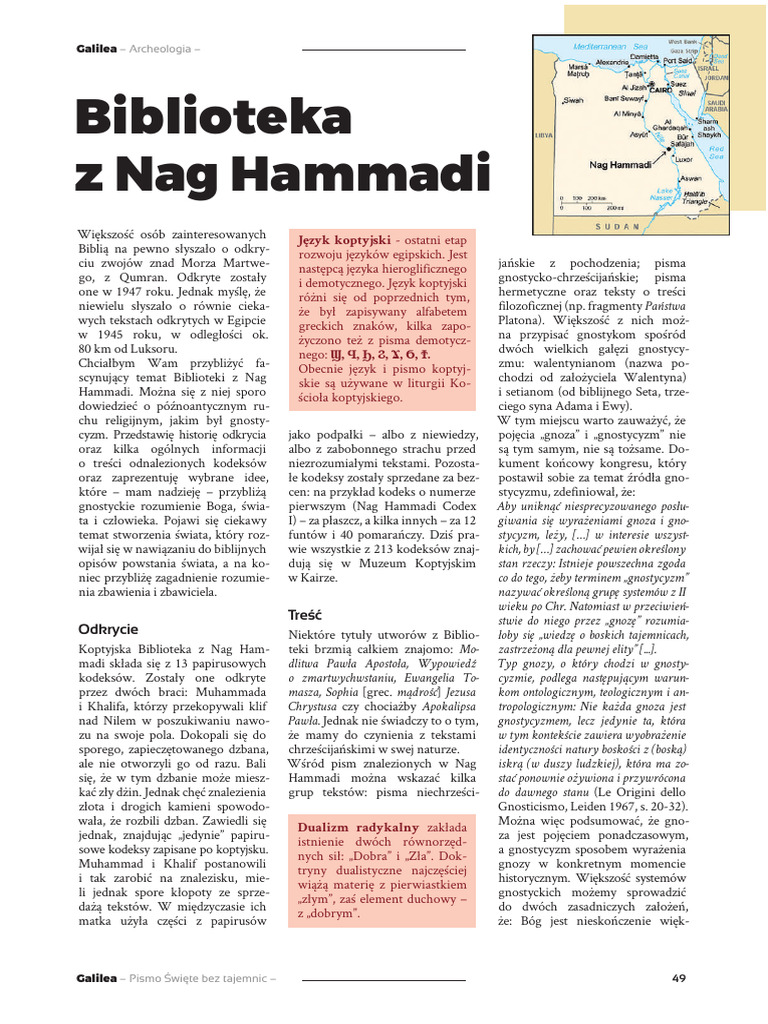 Biblioteka Z Nag Hammadi Galilea | PDF
