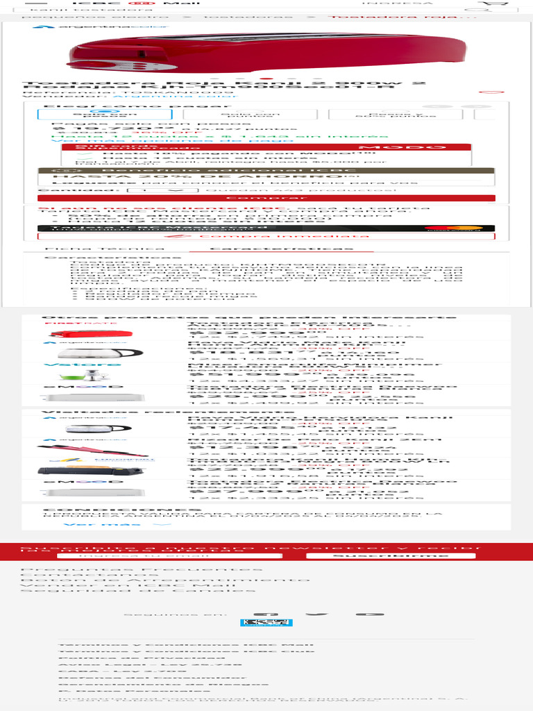 Tostadora Roja Kanji 2 900w 2 Rodajas KJH-TM900SEC01-R - ICBC Mall | PDF