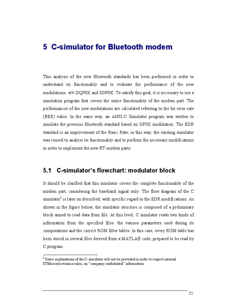 C-Simulator For Bluetooth Modem | PDF | Modulation | Analog To Digital ...