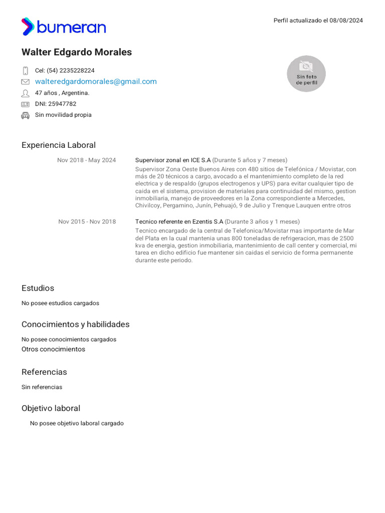 CV Walter Morales - MDQ - Mayo 2025 | PDF