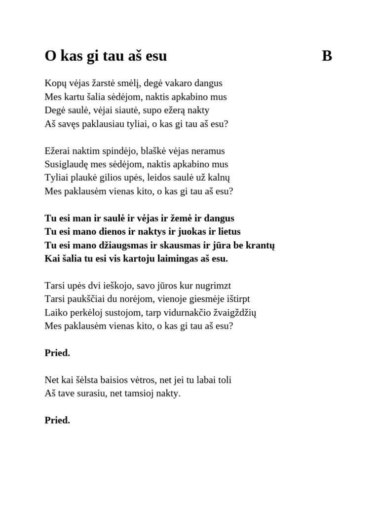 O Kas Gi Tau Aš Esu | PDF