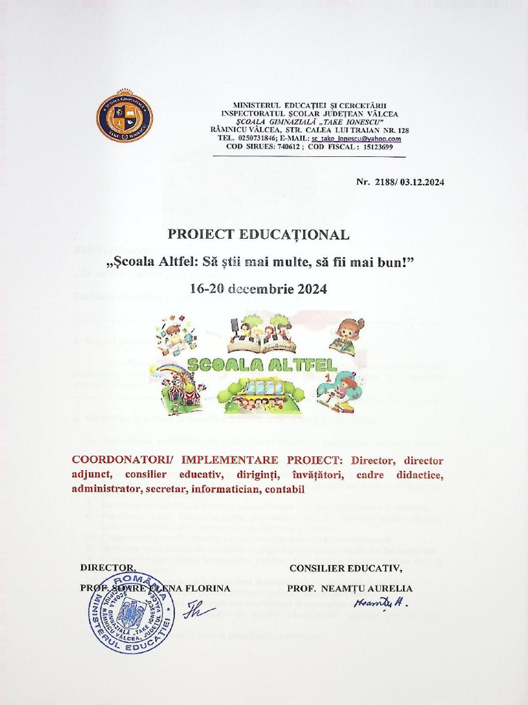 Proiect Ed Scoala Altfel | PDF