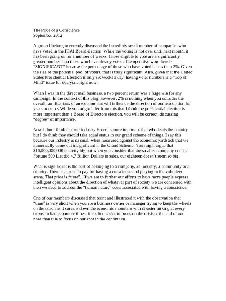The Price of A Conscience | PDF