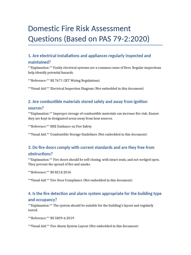 Fire Risk Assessment Checklist Guide | PDF | Fire Safety | Safety