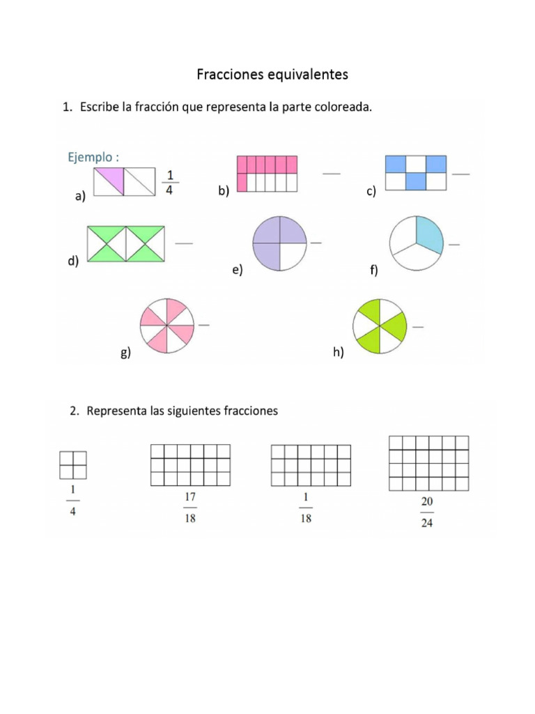 Guía Fracciones Equivalentes 2 | PDF