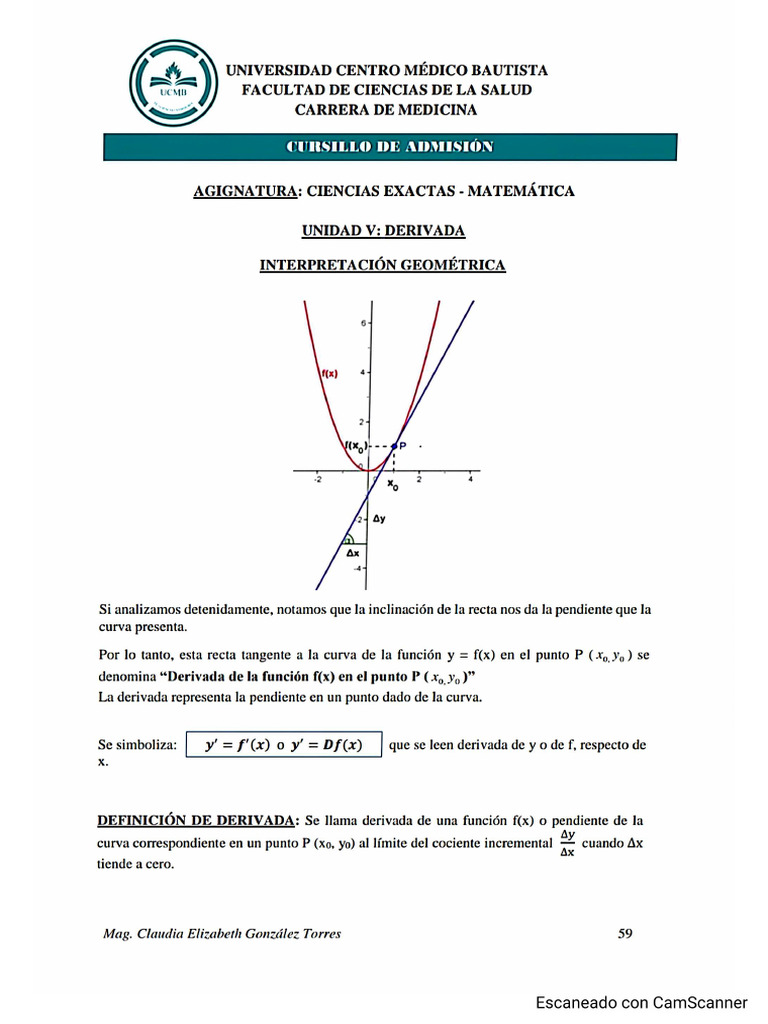 Derivadas Elementales Matematicas Universidad | PDF