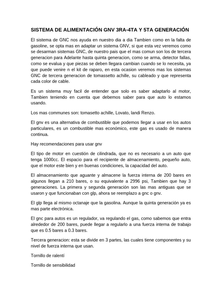 Convertido GNV | PDF | Dióxido de carbono | Inyección de combustible