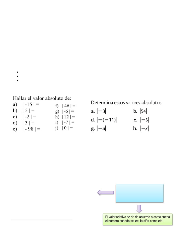 3er. Tema de Matem-Tica para 8VO - VALOR ABSOLUTO Y VALOR RELATIVO | PDF | Entero | Matemáticas