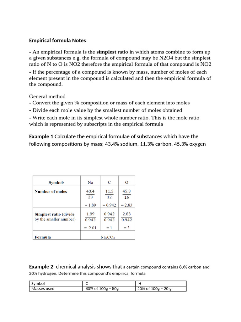 Empirical Formula and Concentration Guide | PDF