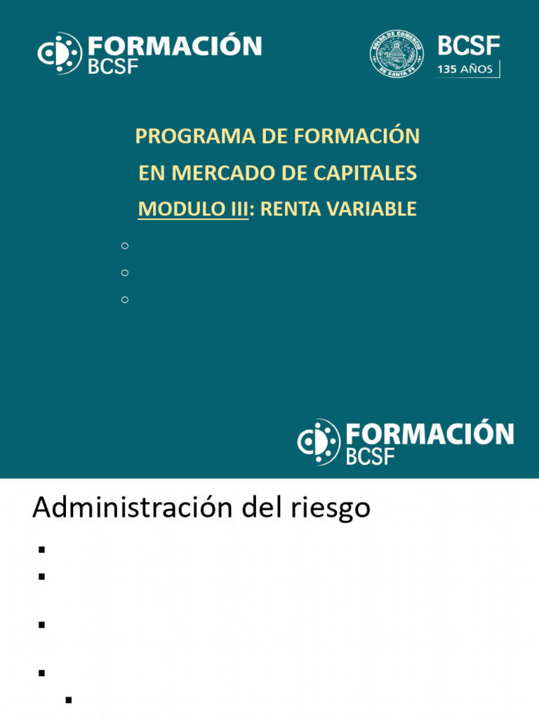 Formación en Renta Variable y Riesgo | PDF | Portafolio (Finanzas ...
