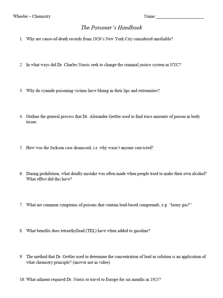 The Poisoner's Handbook: Key Insights | PDF