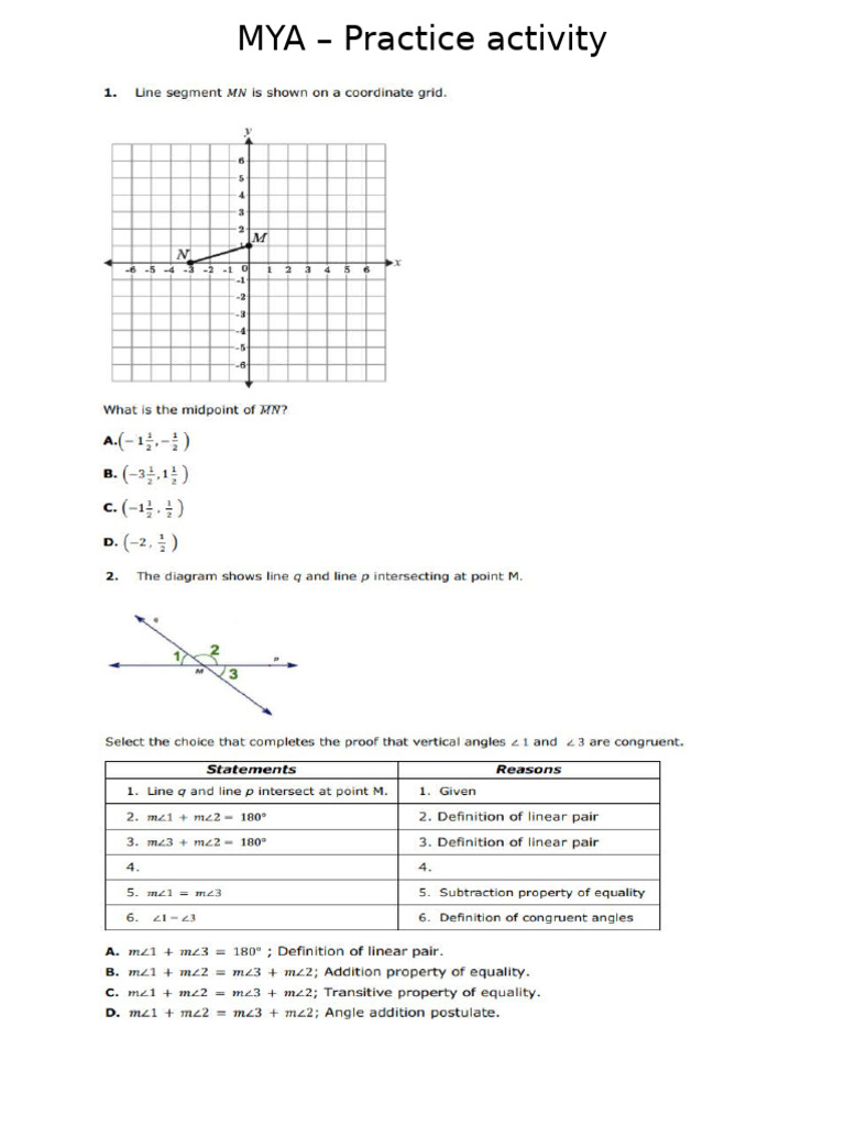 Geometry MYA Review | PDF