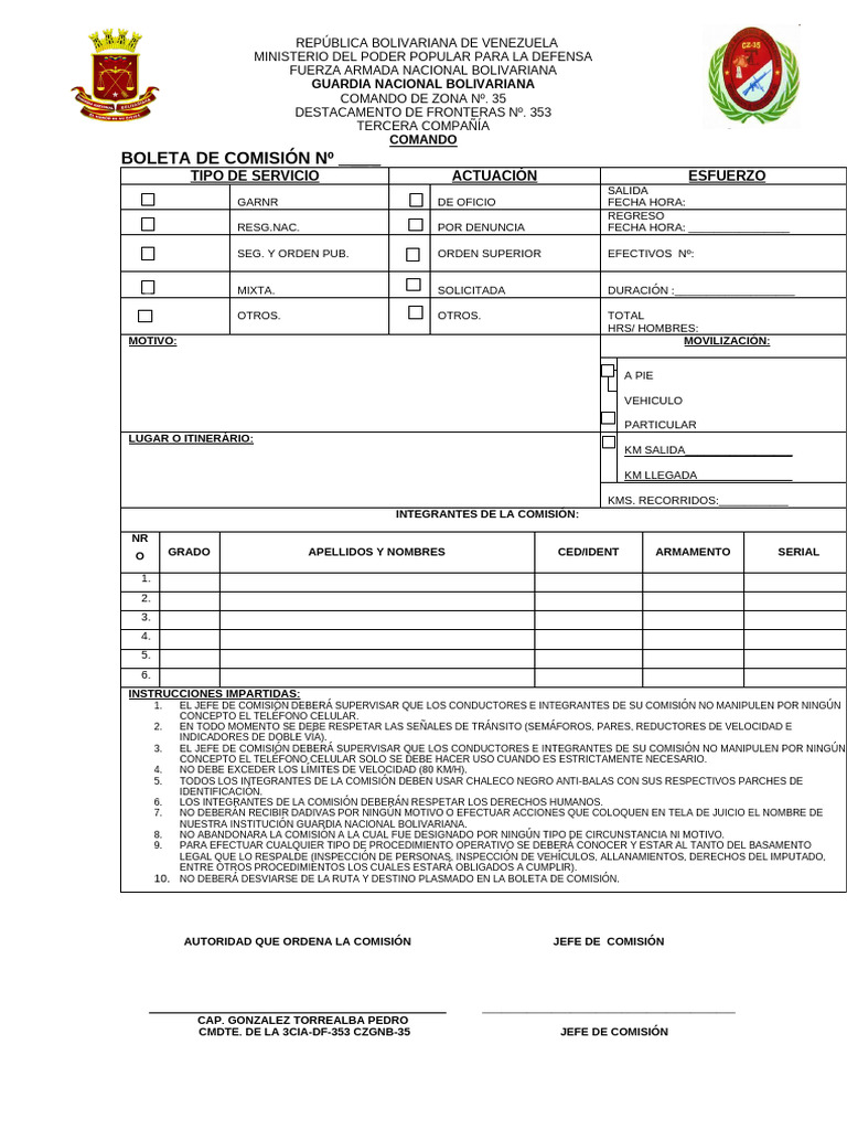 Boleta de Comision | PDF