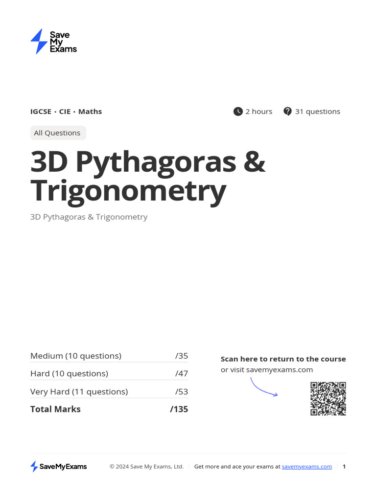 3D Pythagoras Theorem & Trigonometry | PDF | Triangle | Area
