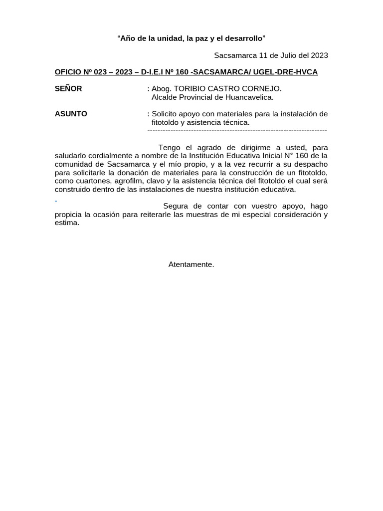 Oficio Fitotoldo 2023 | PDF