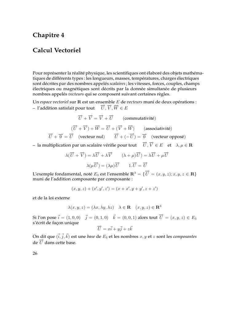 Introduction au Calcul Vectoriel | PDF | Analyse vectorielle | Scalaire ...