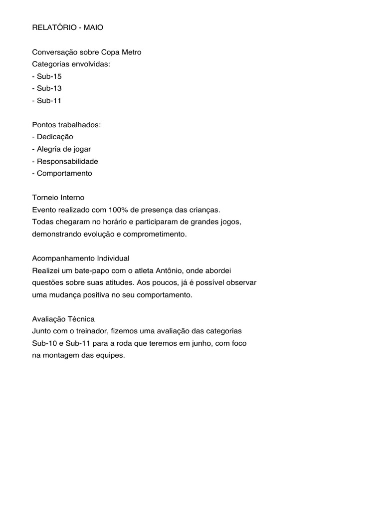 Relatorio Maio Ayme PDF | PDF