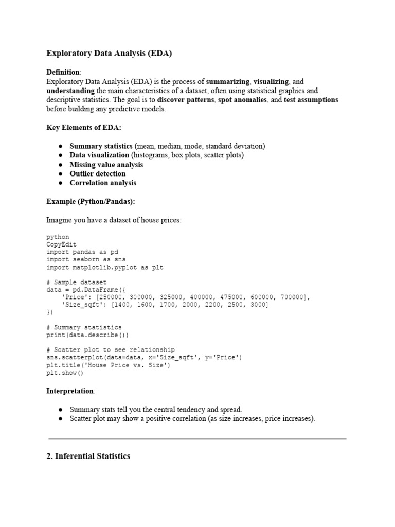 Understanding EDA and Inferential Stats | PDF | Statistics ...