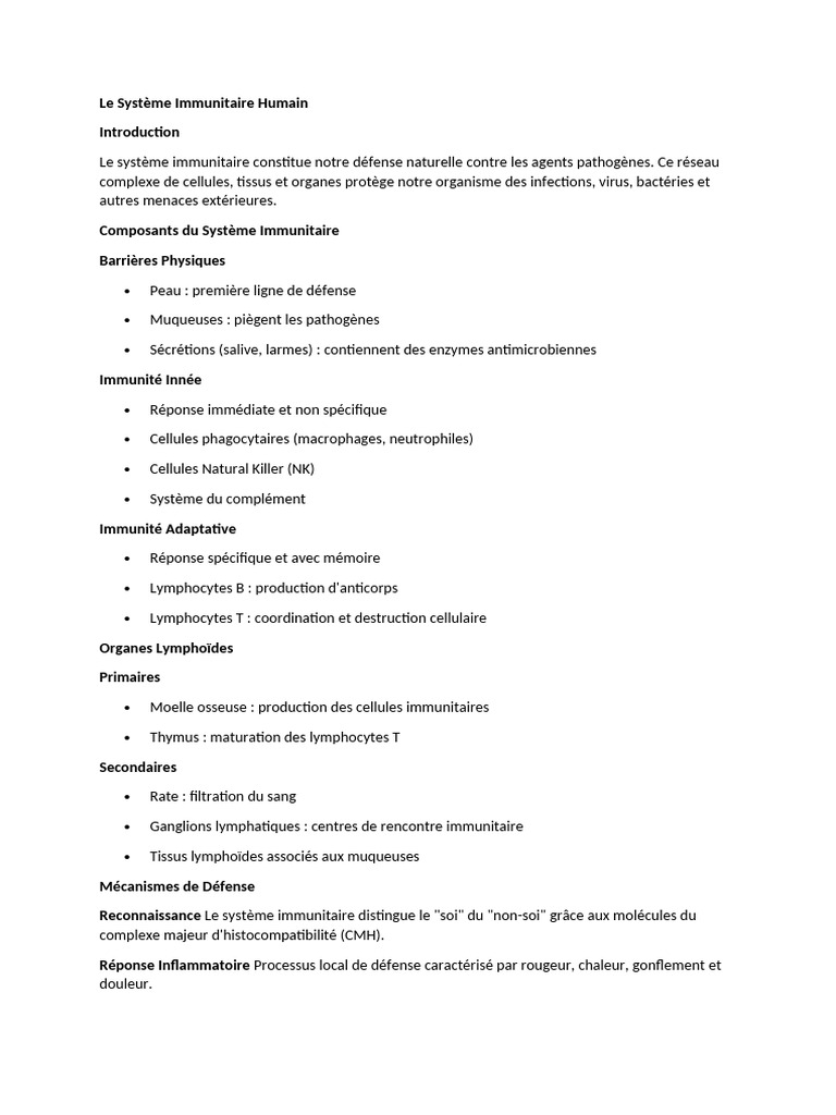 Comprendre le Système Immunitaire Humain | PDF | Système immunitaire ...