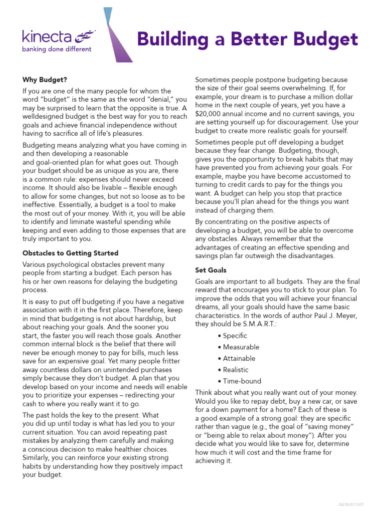 Building A Better Budget - Handout | PDF | Debt | Interest