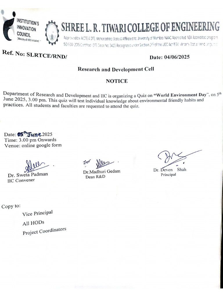 Notice World Environment Day | PDF