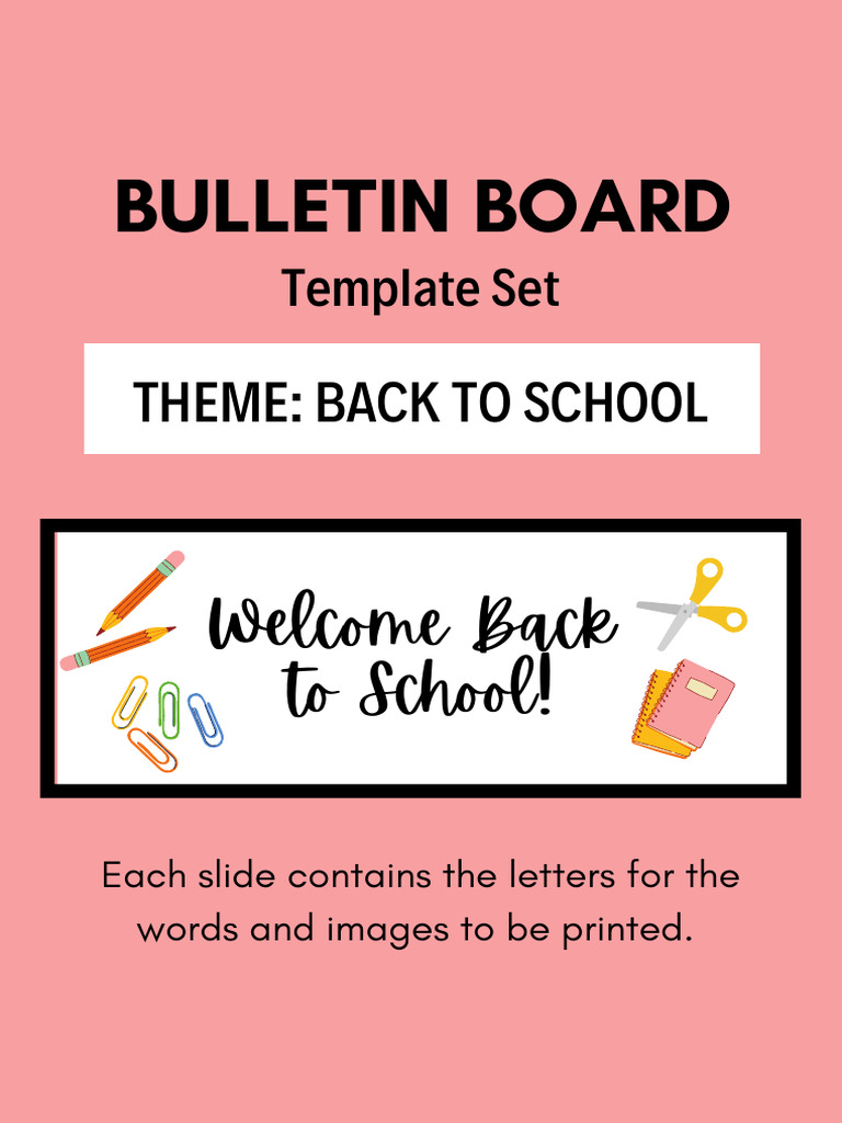 Bulletin Board Template - Welcome Back To School | PDF