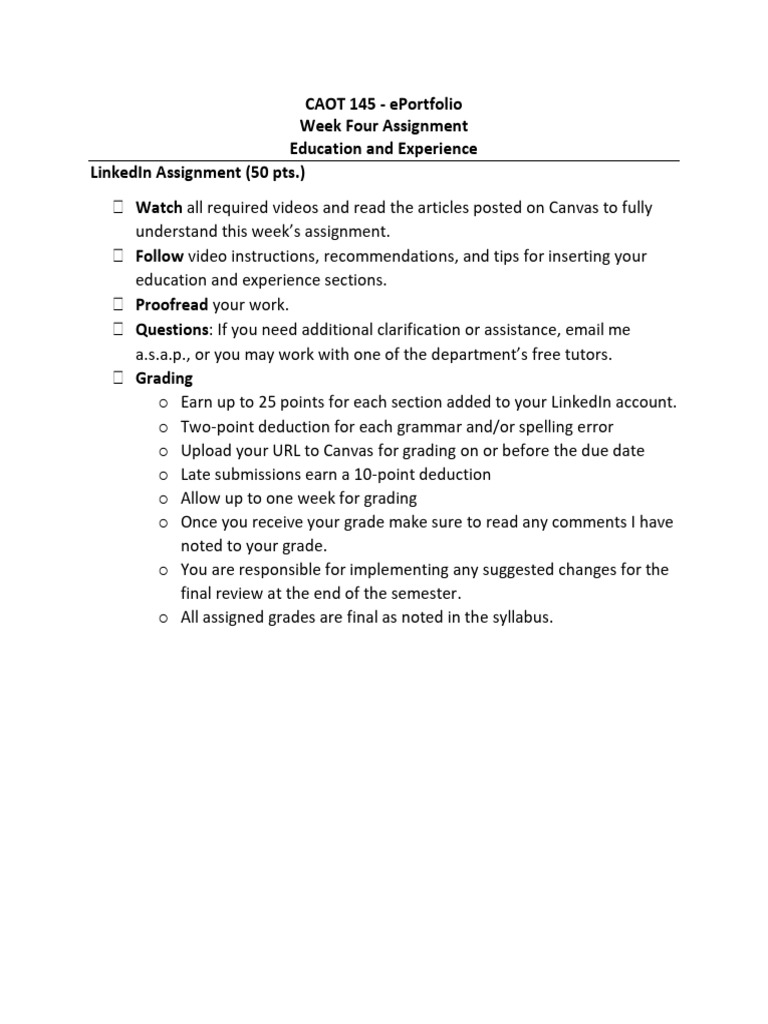 CAOT 145 Week Four Assignment | PDF