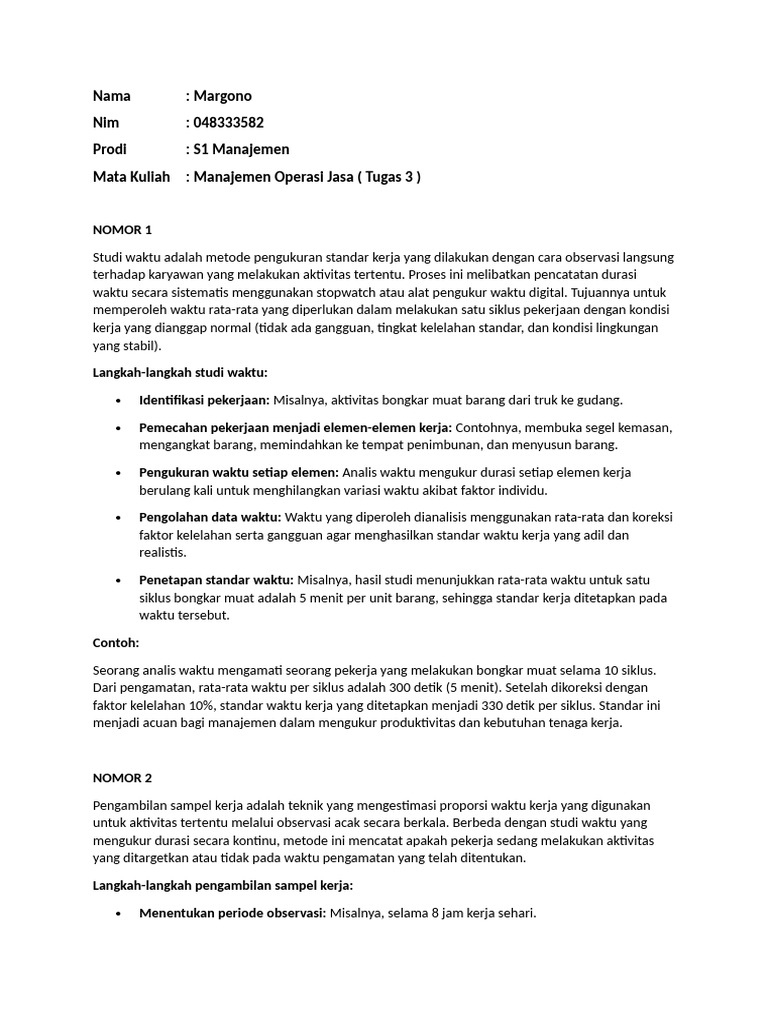 Tuton 3 - Manajemen Operasi Jasa EKMA4369 | PDF