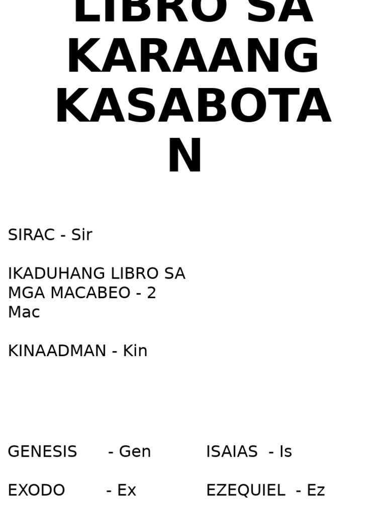 Libro Sa Karaang Kasabotan | PDF