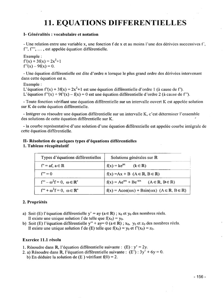 11 - Equations Differentielles 156-159 | PDF