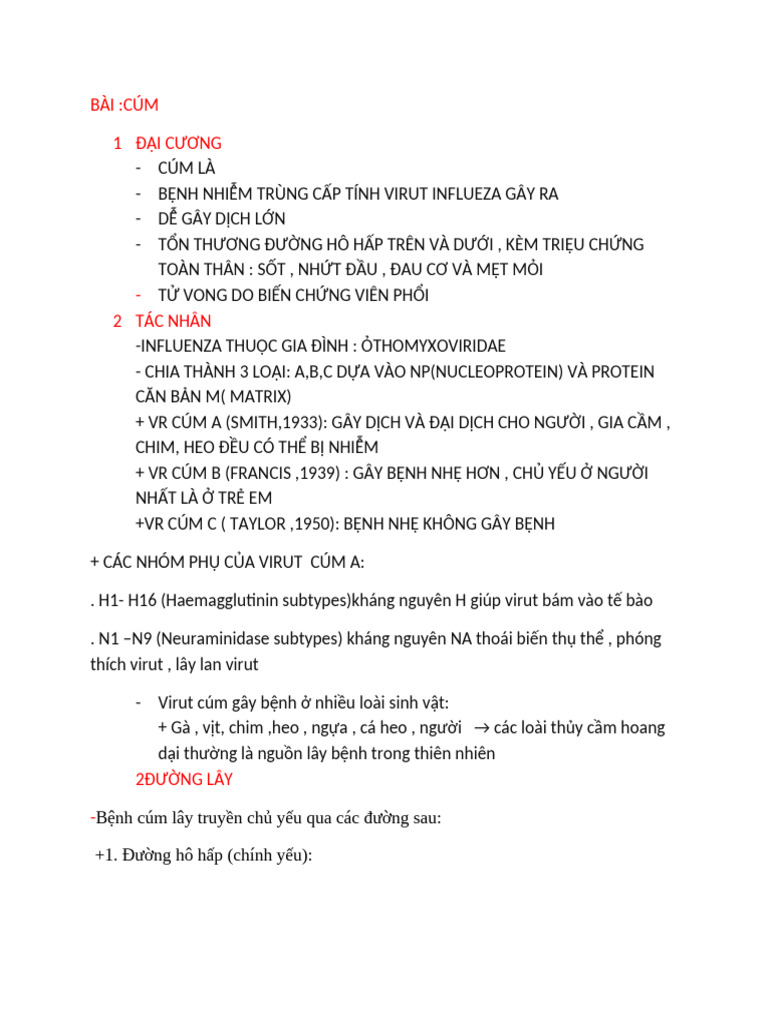 bài bệnh cúm | PDF
