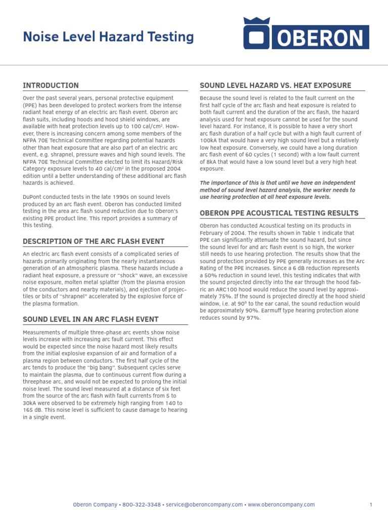 Arc Flash PPE Sound Hazard Analysis | PDF | Acoustics | Sound