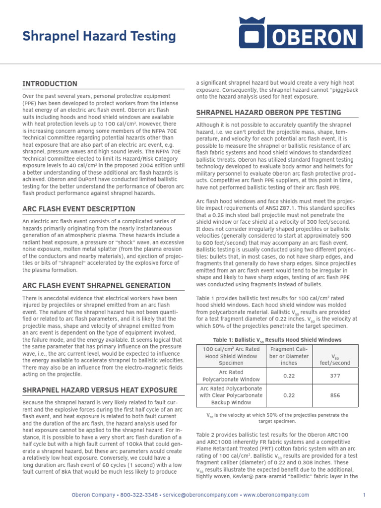 Shrapnel Hazard White Paper | PDF | Personal Protective Equipment | Bullet