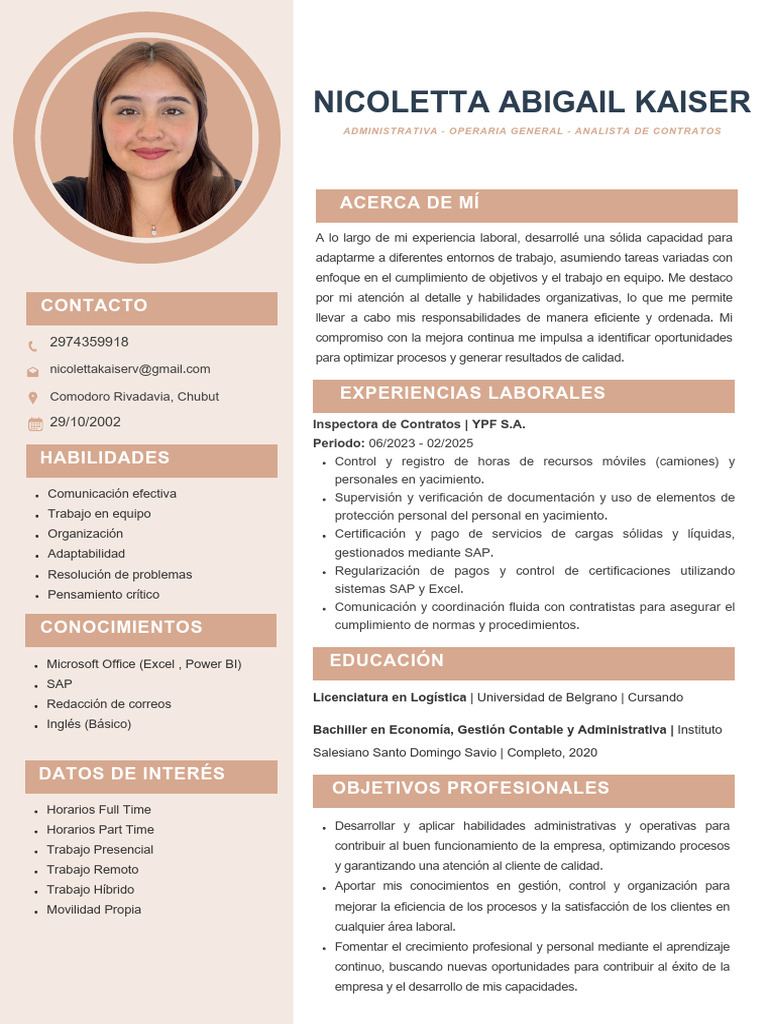 CV Nicoletta Abigail Kaiser | PDF | Logística | Business