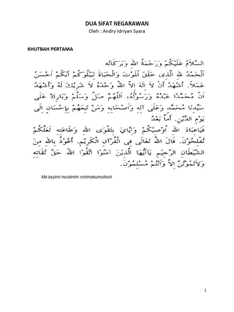 Dua Sifat Negarawan dalam Islam | PDF