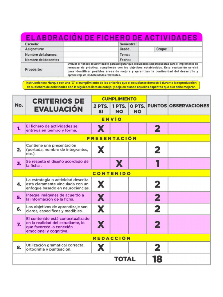 Lista de Cotejo Evaluada | PDF