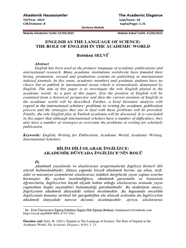 English As The Language of Science The R | PDF | Academic Publishing ...