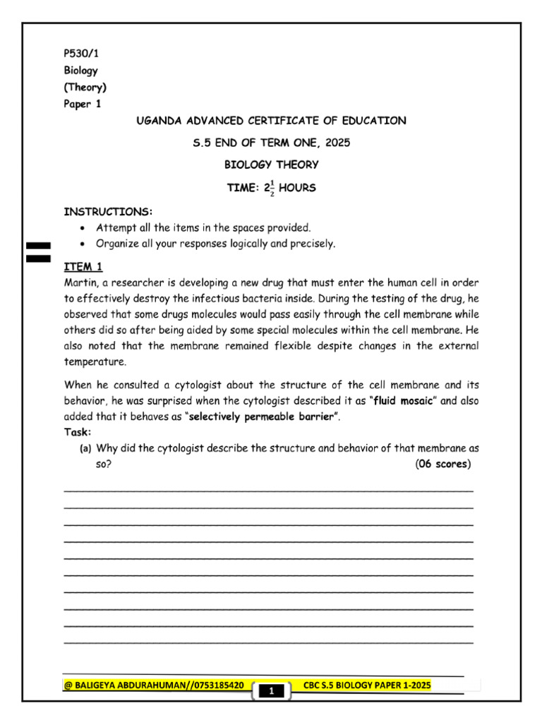 CBC s5 Eot Bio 1 at Baligeya Abdurahuman | PDF